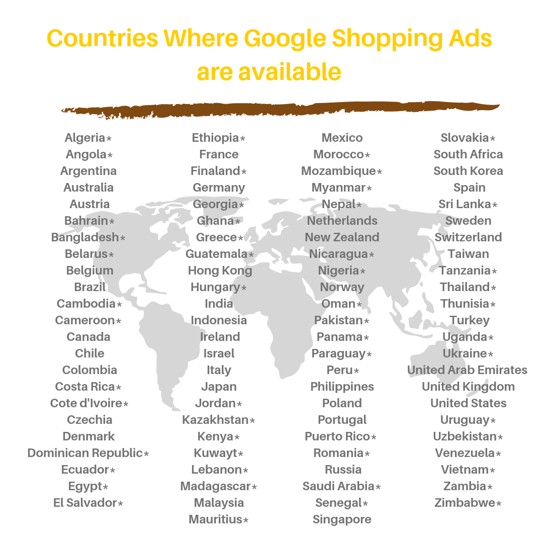 Countries Where Google Shopping Is Available